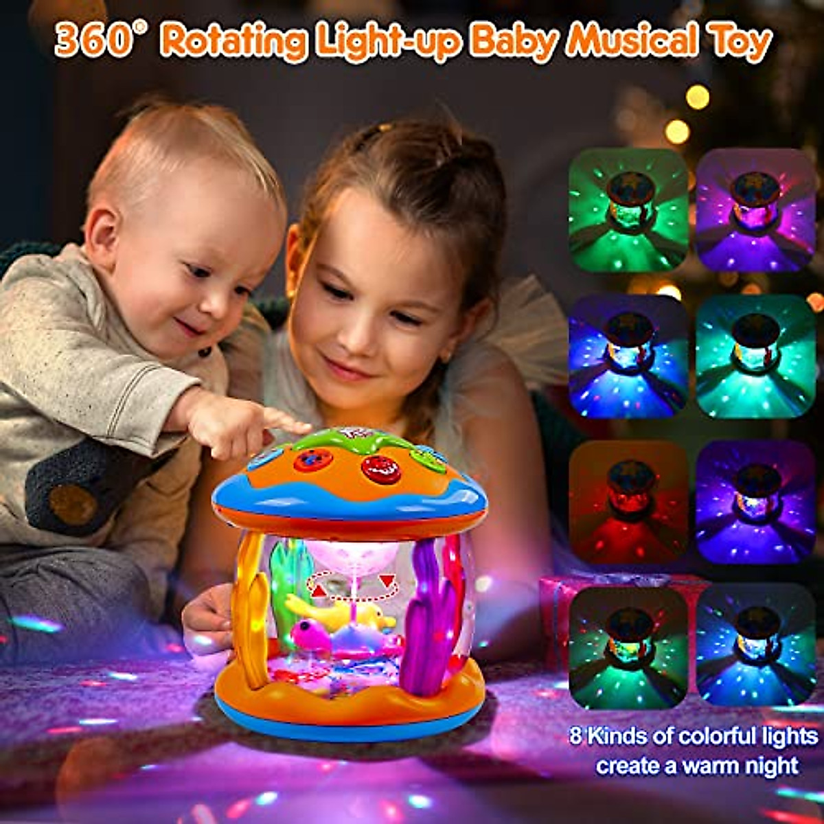 Baby Toys 6 to 12 Months Babies Ocean Rotating Light Up Infant Toys 12-18 Months Musical Toys for 1 Year Old Boys Gifts Early Educational Toys for Toddlers 1-3