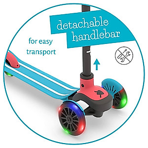 Chillafish Scotti Glow 3-Wheel Lean-to-Steer Scooter with Light-up Wheels, twintip Antislip Deck and Integrated Brake, Adjustable Height Handlebars, Comfy handgrips, for All Ages 3 and up, Blue