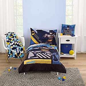 Warner Brothers Batman The Caped Crusader Navy, Gray and Yellow Decorative Toddler Pillow