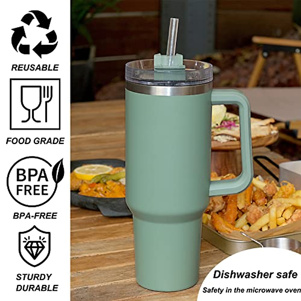 CteaTs Glass Replacement Straws Compatible with Stanley 40 oz 30 oz Cup Tumbler - 6 Pack Reusable Stanley Straws with 2 Cleaning Brushes Clear Long Straws for Stanley Cup Accesspries