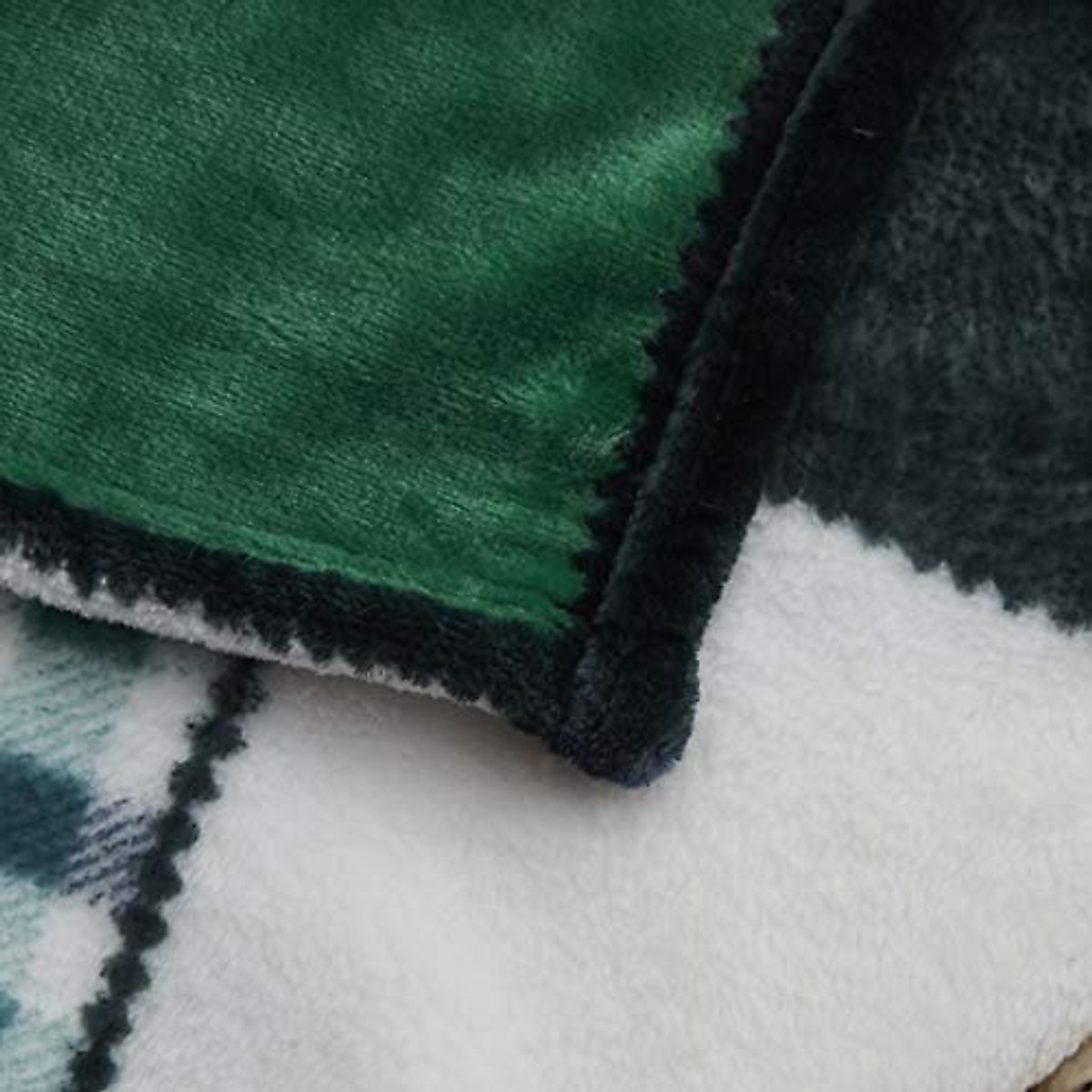 Tache Forest Green Farmhouse Super Soft Micro Fleece Plaid Patchwork Plush Lightweight Dual-Sided Decorative Couch, Sofa, Travel, Lap, Bed Throw Blanket, 50x60
