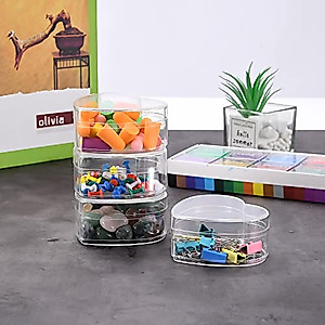 Dayaanee Clear Acrylic Plastic Heart-shaped Acrylic Box with Lid 2 Pack Small 3.3x2.9x1.6Inch/85X75X40mm Storage Boxes Cube Organizer Containers for Candy Pill and Tiny Jewelry