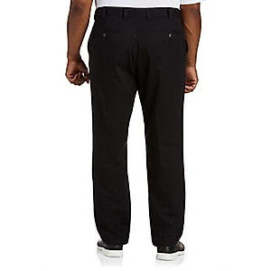 DXL Men's Big and Tall Big + Tall Essentials by DXL Men's Big and Tall Flat-Front Twill Pants, Black, 50W X 30L