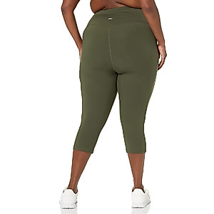 Amazon Essentials Women's Active Sculpt Workout Athleisure High Rise Capri Leggings (Available in Plus Size), Olive, Medium
