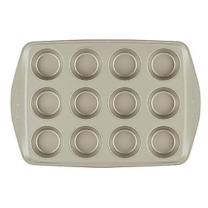 Rachael Ray Nonstick Bakeware Set without Grips includes Nonstick Baking Pan with Lid and Muffin Pan / Cupcake Pan - 3 Piece, Silver