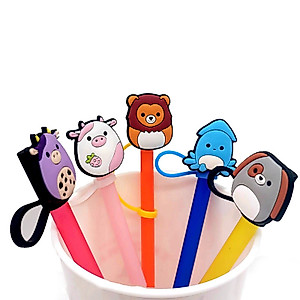 Silicone Straw Covers Cap-Straw Covers for Reusable Straws for 6-8 mm-Straw Stoppers-Splash Proof Straw Tip Cover-Reusable Drinking Straw Tips Lids Dust-Drinking Straw Cover Travel Home Outdoor (B)