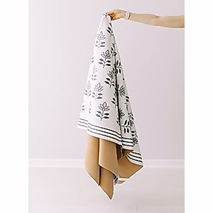 wander & roam Leather Play Mat | Non-Toxic | Waterproof and Sand Proof Beach Mat | Wipeable High Chair Floor Mat | Baby Floor Mat | Portable Picnic Mat (Petals Block Print Greige Large, 76x76)