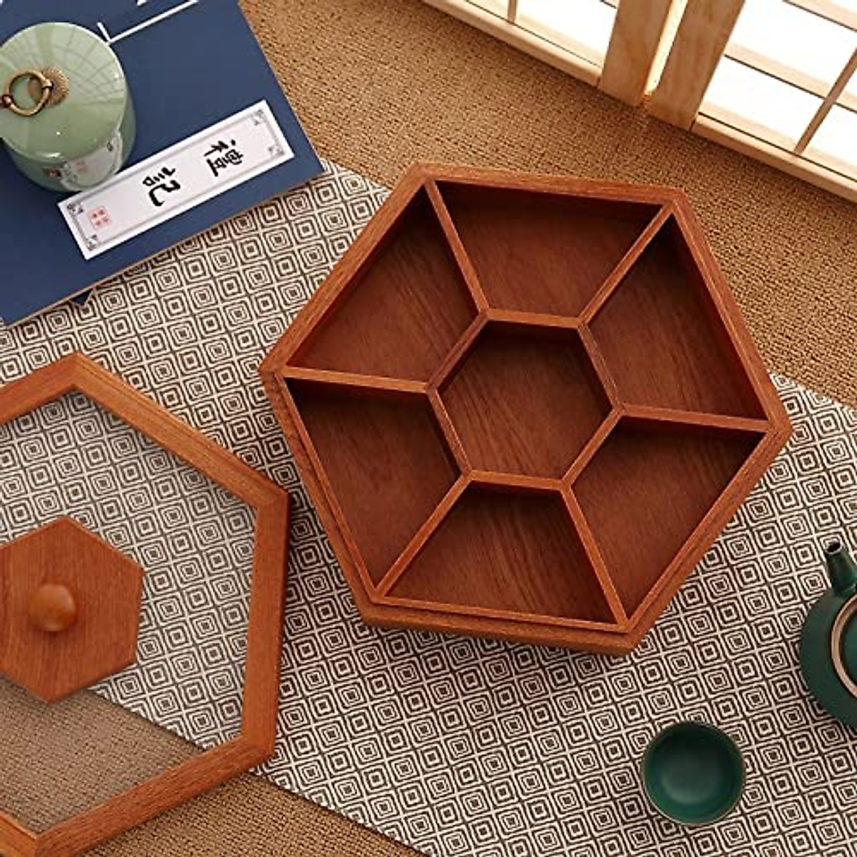 MISS Z Wood Candy Biscuit Storage Box with Lid Home Food Storage Container Boxes Nuts Snacks Fruit Organizer Case Food Jars Set