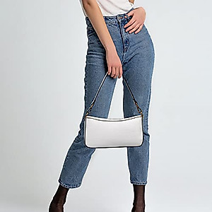 Lady Jiaying Crocodile Shoulder Handbag for Women with Removable Strap Clutch Purse Evening Bag (Medium White)