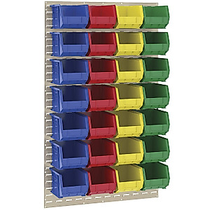 Akro-Mils 30239 AkroBins Plastic Storage Bin Hanging Stacking Containers, (11-Inch x 8-Inch x 7-Inch), Stone, (6-Pack)