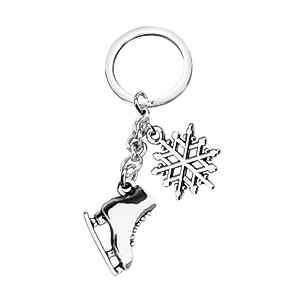 AKTAP Ice Skate Pendant Keychain Sport Skater Jewelry Snowflake Gift for Skate Lovers (Ice Skate Keychain)