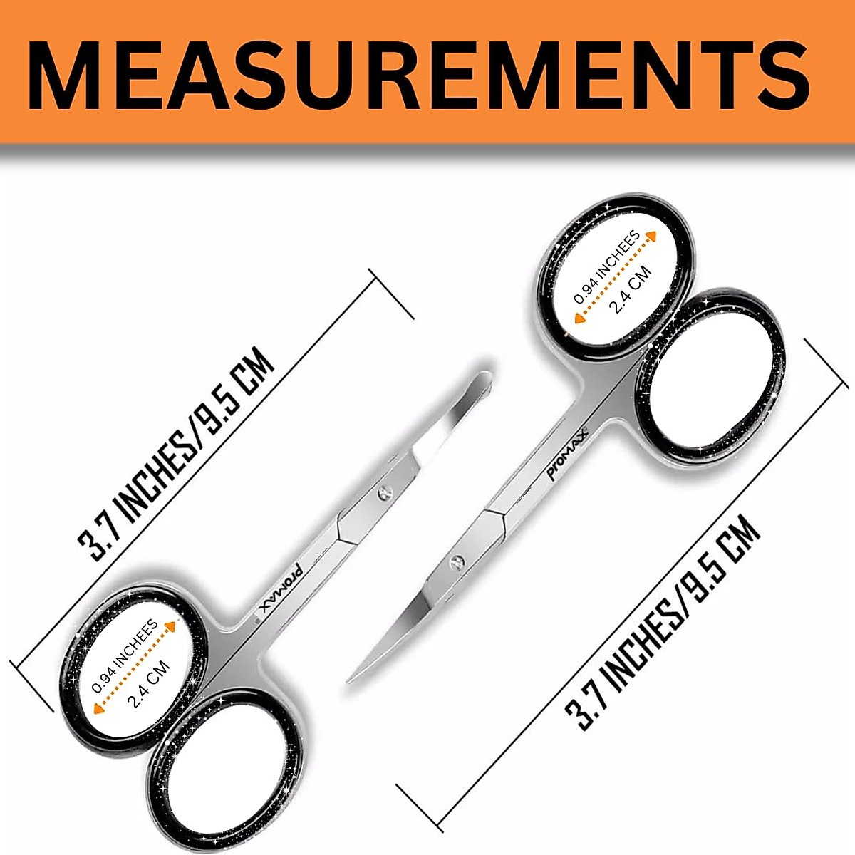 ProMax Care Eyebrow Scissors, Small Scissors for Men and Women - Curved and Rounded Nose Hair Scissors for Grooming Mustache, Beard, Eyelashes, Ear Hair Trimming- Professional Stainless Steel -