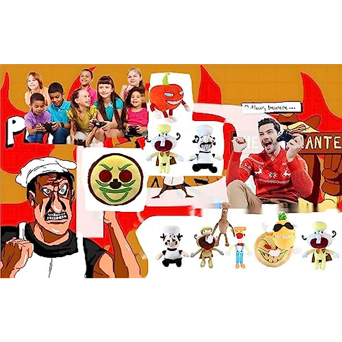 whitewhale 4PCS Pizza Tower Plush, Gift for Game Enthusiasts, Soft Stuffed Dolls for Children and Adults, Birthday for Boys and Girls, Christmas and Easter Basket Filling Selection,