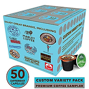Variety Pack of Coffee, Tea, and Hot Chocolate - Great Sampler of Coffee, Tea, and Hot Cocoa for Keurig K Cups Machines - Great Gift for Coffee Lovers, No Duplicates, 50 Count (Pack of 1)