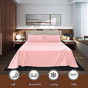 Overket King Sheet Set Ultra Soft King Bed Sheets 1800 Series Luxury Cooling Sheets-100% Microfiber-Breathable-Wrinkle Free - King Size Rose-6PC