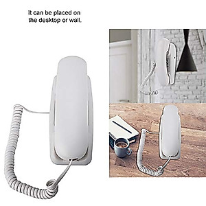 Corded Wall Phone Without Caller ID, Desktop Landline Corded Telephone for Home,Hotel,Living Room,School and Office,Powered by Telephone Line(White)