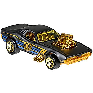 New 1:64 Hot Wheels 50th Anniversary Black & Gold Collection - Bone Shaker, Twin Mill, Rodger Dodger, Dodge Dart, Impala & Ford Ranchero Set of 6pcs Diecast Model Car By HotWheels