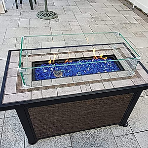 Fire Pit Glass Wind Guard,29” x 13” x 6” Rectangular Clear Tempered Glass Wind Guard ，Fire-Resistant Wind Screens Kit 5/16inch Thickness for Series 401/403 Outdoor Propane Fire Pit Tables.
