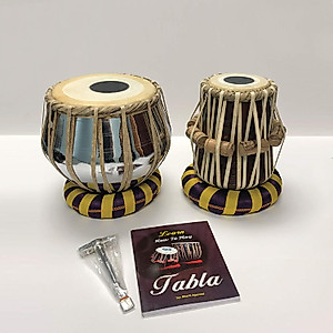 Satnam Steel Bayan Hand Crafted Steel Tabla Drum Set for Student and Beginners with Tabla Set Gig Bag | Tabla Set Hammer | Tabla Set - Music Book | Tabla Cushions & Cover - Made in India