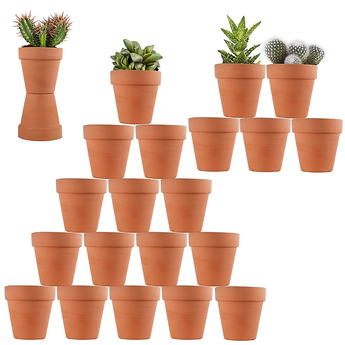 Sderoq 3 Inch Terracotta Pots - 22Pack Clay Flower Pots with Drainage Hole, Succulent Nursery Pot/Cactus Plant Pot. Great for Plants, Crafts, Wedding Favorn, DIY Production