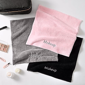 Arkwright Makeup Remover Wash Cloth - Pack of 6 - Ultra Soft & Gentle Microfiber Coral Fleece Small Fingertip Towels, Decorative Powder Room & Guest Bathroom Essentials for Hosts, 11 x 17 in, Black
