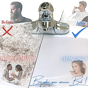 Beard Catcher Kit, 2 Beard Apron/Bib for Mess-Free Shaving+ 6 Suction Cups+ Transparent Beard Shaper with Comb+ Carrying Cloth Bag, Perfect For Men/Boyfriend/Father/Husband/Roommate (WHITE)