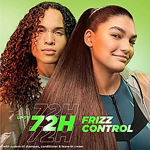 Garnier Fructis Sleek & Shine Shampoo, Conditioner + Leave-In Conditioer Set for Frizzy, Dry Hair, Plant Keratin + Argan Oil (3 Items), 1 Kit (Packaging May Vary)