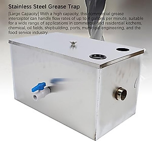 Grease Trap Top Inlet Stainless Steel Oil Water Separator with Locking Mechanisms Threaded Inlet Outlet Ports Grease Interceptor