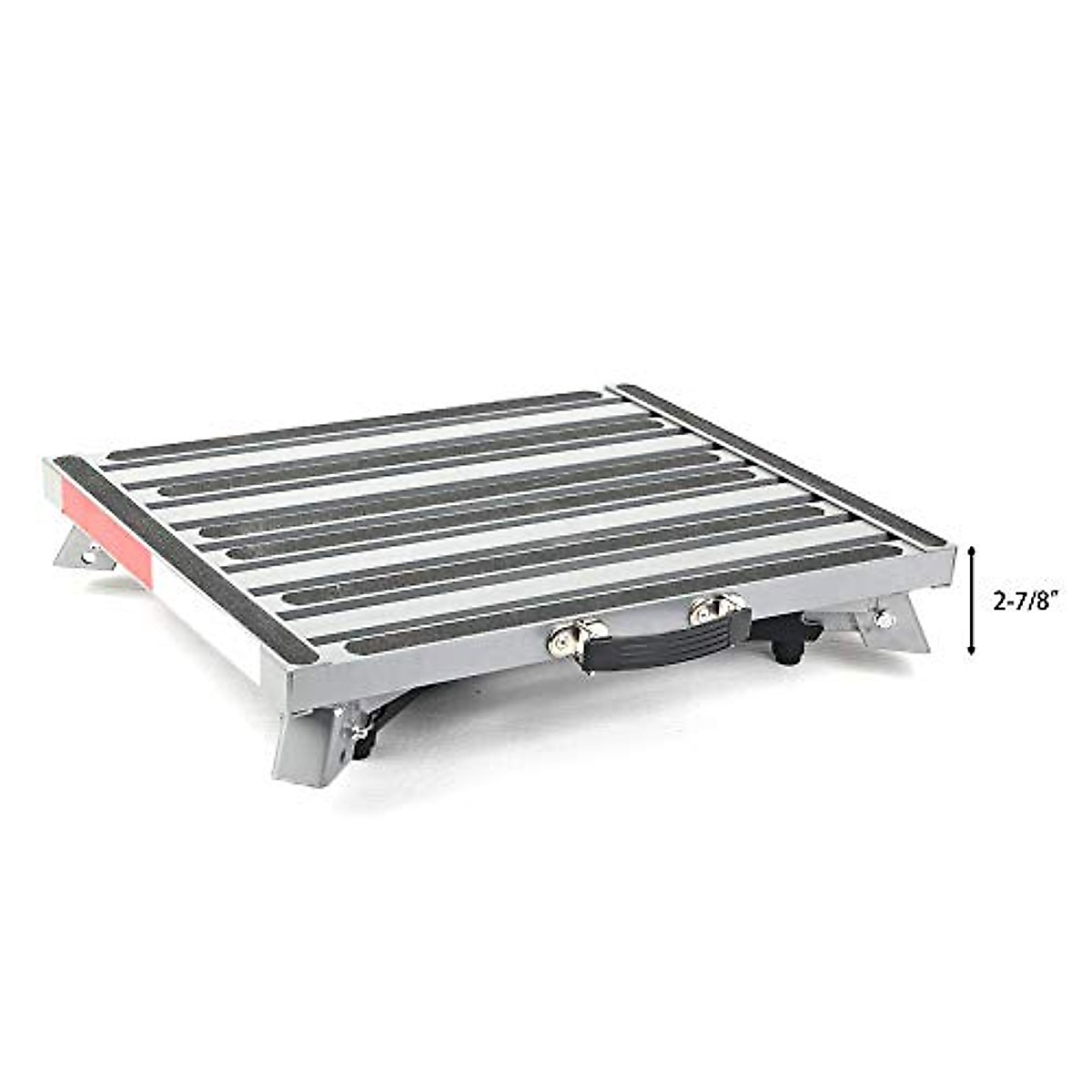 Prime 1 Safety RV Steps Extra Large Platform 19in x 14.5in Extra Size RV Folding Step Stool and Ladder, 600lbs, Height Adjustable, Aluminium with Reflective Stripe, Anti-Slip Surface and Extra Grip