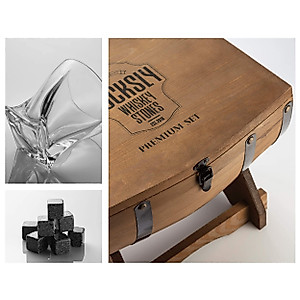 ROCKSLY Whiskey Stones Gift Set for Men in Whiskey Half Barrel Gift Box | 8 Whiskey Rocks, 2 Whiskey Glasses in a Whiskey Box Gift Set | Granite Bourbon Stones | Whiskey Kit for Men: Dad, Boyfriend