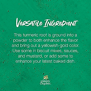 Simply Organic Ground Turmeric Root, Certified Organic | 2.38 oz | Curcuma longa L.