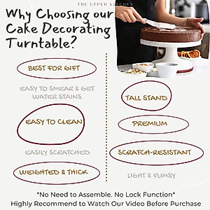 The Upper Kitchen Cake Spinner – Best Cake Spinner Turntable for Decorating, Tall Spinning Cake Stand for Decorating, Rotating Cake Stand, Small Revolving Cake Stand, White Cake Decorating Stand