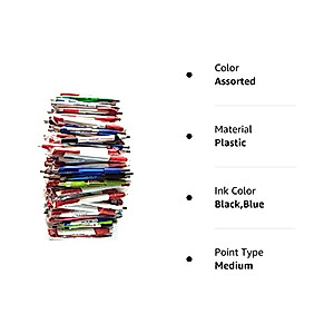 Wholesale Lot of 100 Misprint Ink Pens Ball Point Plastic Retractable Pens Mixed