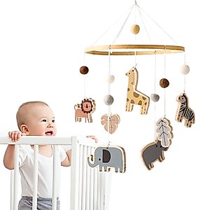 Baby Mobile for Crib - Jungle Animals Baby Mobile - Nursery Safari Mobile for Girl or Boy | Gender Neutral Handmade Mobile| Wild Animals Ceiling Mobile
