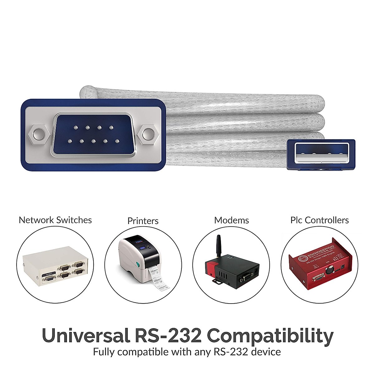 SABRENT USB 2.0 to Serial (9 Pin) DB 9 RS 232 Converter Cable, Prolific Chipset, HEXNUTS, [Windows 11/10/8.1/8/7/VISTA/XP, Mac OS X 10.6 and Above] 2.5 Feet (CB-DB9P)
