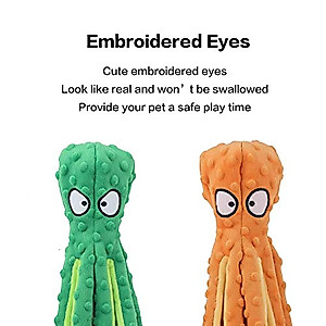 CPYOSN Dog Squeaky Toys Octopus - No Stuffing Crinkle Plush Dog Toys for Puppy Teething, Durable Interactive Dog Chew Toys for Small, Medium and Large Dogs Training and Reduce Boredom, 2 Pack