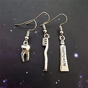 3pcs Tooth Earrings Set, Toothpaste and Toothbrush, Cute Teeth Jewelry, Mom