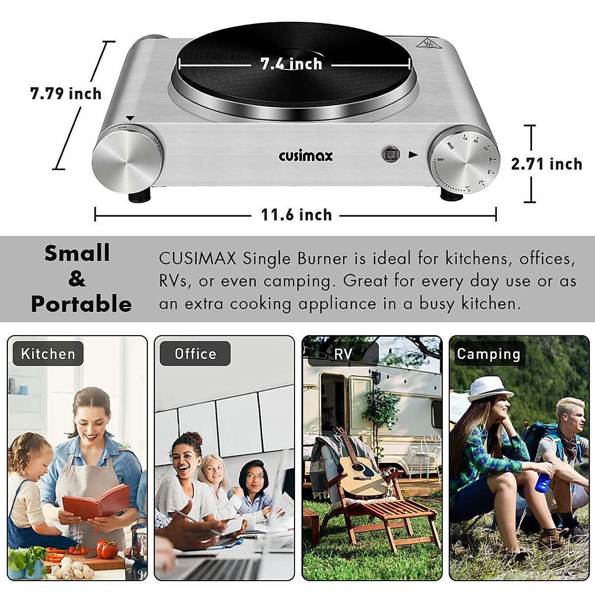 Induction Cooktop, CUSIMAX 1800W Portable Induction Burner with Timer, Sensor Touch Countertop Burner, 10 Temperature and 9 Power Setting, Kids Safety Lock for Cast Iron, Stainless Steel Cookware