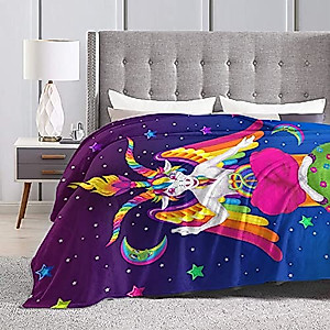 Neon Rainbow Baphomet Blanket Throw Blanket Soft Warm Lightweight Cozy Plush Blanket for Bedroom Living Rooms Sofa Couch Bed Gifts 60"X50"