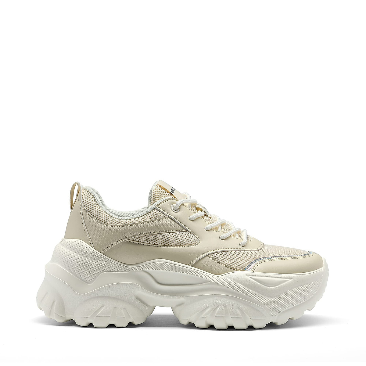 DREAM PAIRS Women's Fashion Chunky Sneakers, Slip on Dad Shoes Comfortable Platform Sneakers for Women, White, Size 8.5 Sdfn2315w