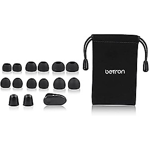 Betron B650 in Ear Headphones Earphones Wired with Noise Isolating Earbuds Tangle-Free Cord Carry Case Soft Ear Buds 3.5mm Plug (Silver)