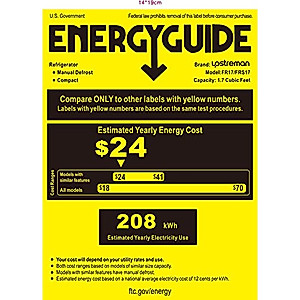 Upstreman 1.7 Cu.ft Mini Fridge with Freezer, Adjustable Thermostat, Energy Saving, Low Noise, Single Door Compact Refrigerator for Dorm, Office, Bedroom, Stainless-FR17