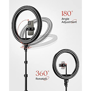 𝗡𝗲𝘄𝗲𝘀𝘁 13" Selfie Ring Light with Stand and Phone Holder, 63" Tripod for iPhone with Ring Light for YouTube/Tiktok, LED Ringlight for Make Up/Zoom Meeting/Photography, Ring Lights for Vlogs