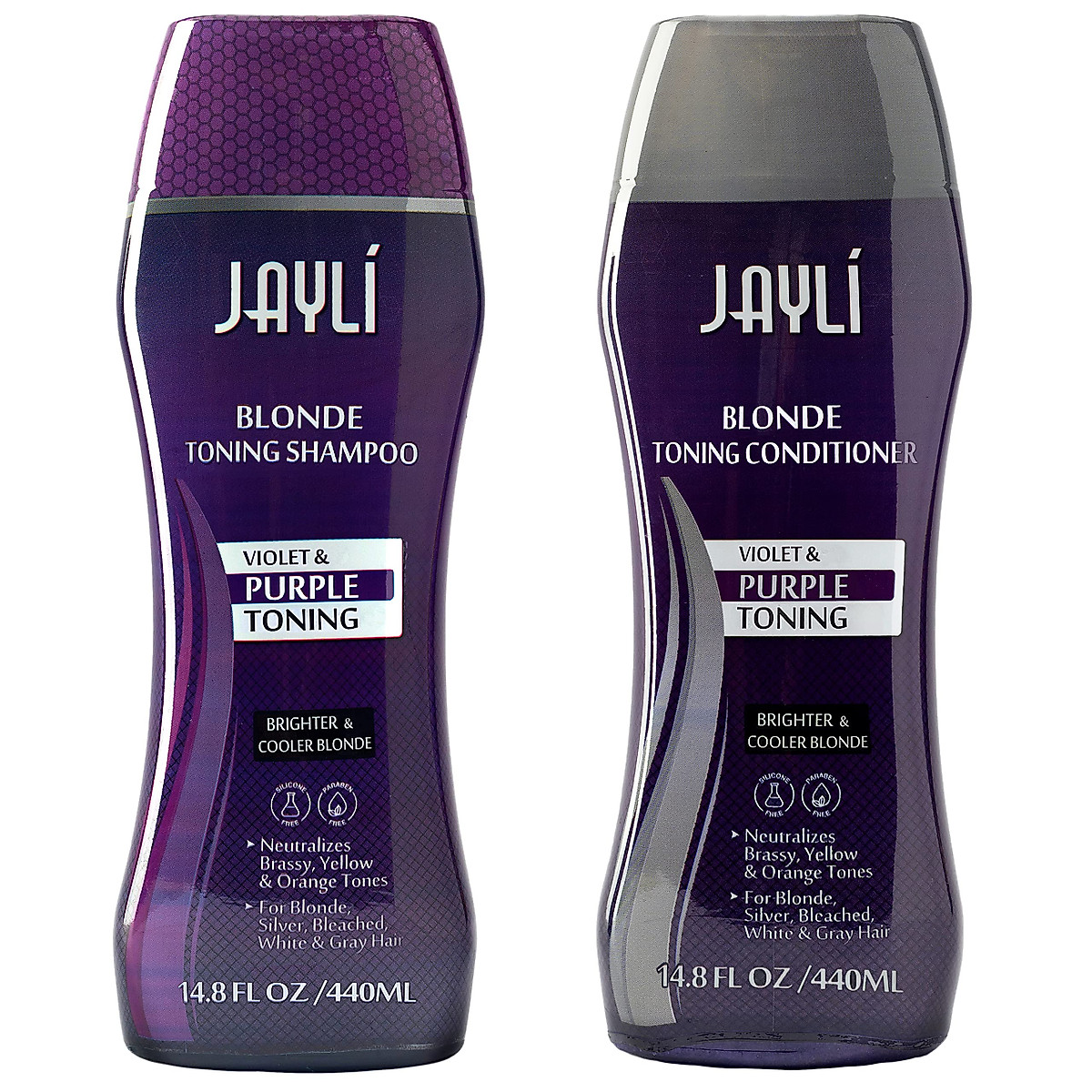 Blonde Toning Shampoo & Conditioner 2 Pack Jayli (Purple Toning for brassy and yellow tones) 14.8 Fl Oz