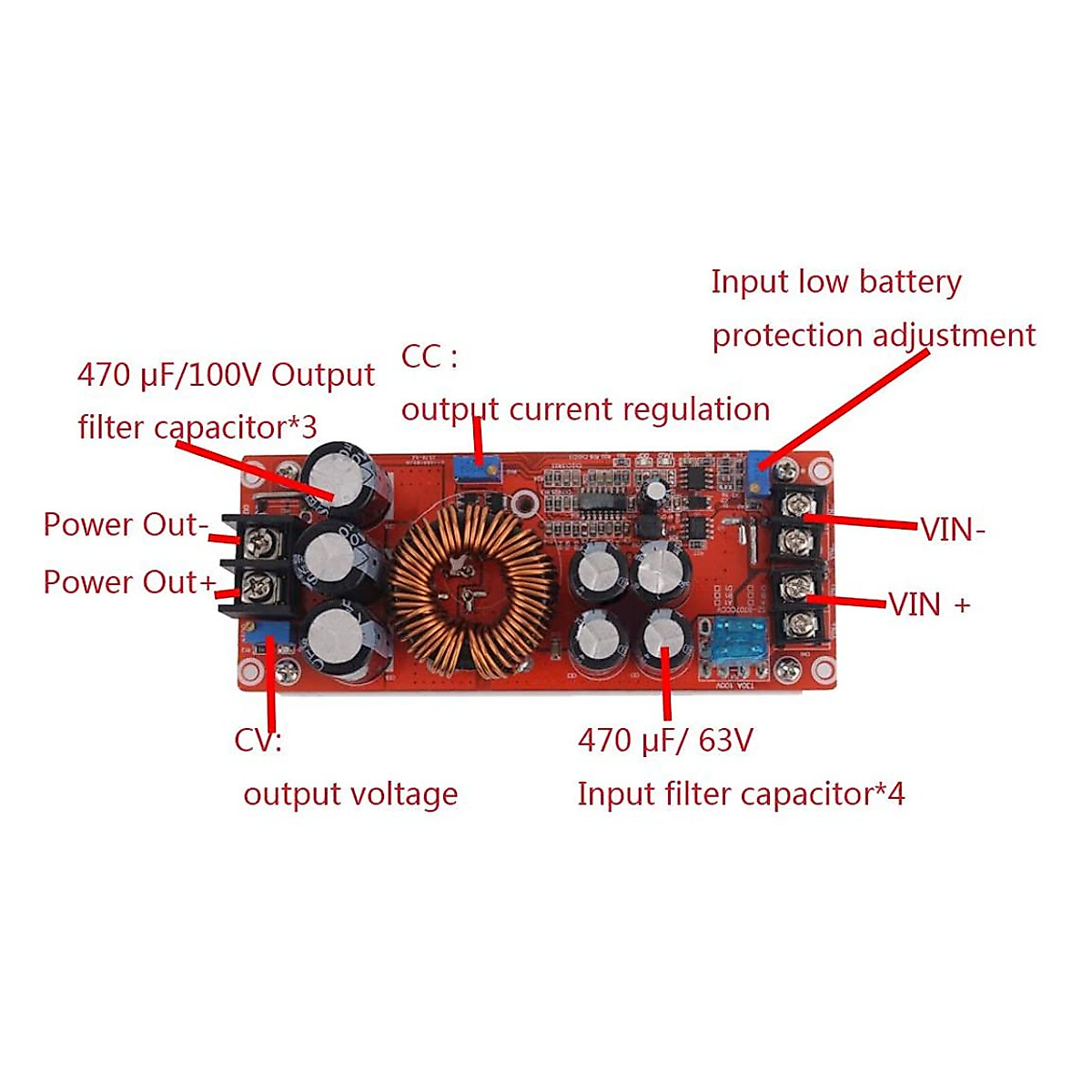 Aideepen 1200W 20A DC Converter Boost Car Step-up Power Supply Module Adjustable Voltage Converter 8-60V to 12-83V