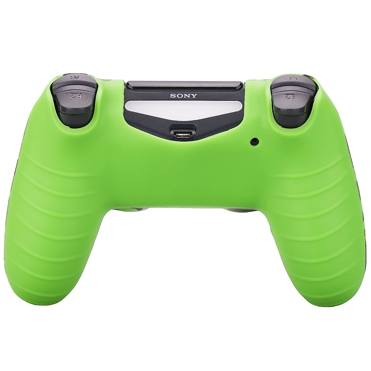 YoRHa Water Transfer Printing Camouflage Silicone Cover Skin Case for Sony PS4/slim/Pro Dualshock 4 Controller x 1(Green) with Pro Thumb Grips x 8