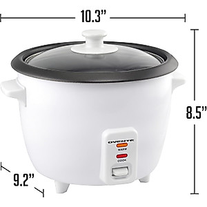 OVENTE Electric Rice Cooker with Food Steamer Basket, Automatic Keep Warm Function, Makes up to 10 cups Cooked (5 cups Uncooked) White, RCS01W