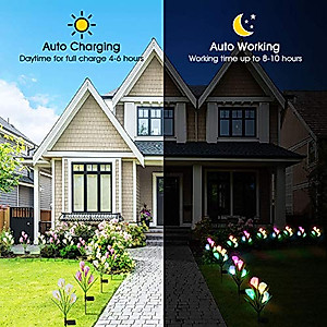KOOPER Solar Lights Outdoor Decorative, 4 Pack Solar Garden Lights with 16 Calla Flowers 7 Color Changing LED Soalr Powered Outdoor Lights, Waterproof Solar Lights for Garden Patio Yard Decoration