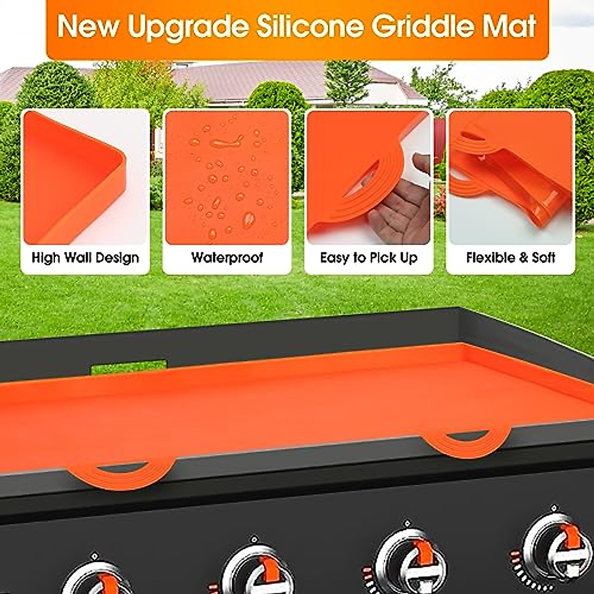 Silicone Griddle Cover Compatible with Blackstone, 36"28"22"17"Griddle Accessories, Heavy Duty Food Grade Silicone Mat for All Season Blackstone Grill, Reusable BBQ Grill Cover (28 Inch)