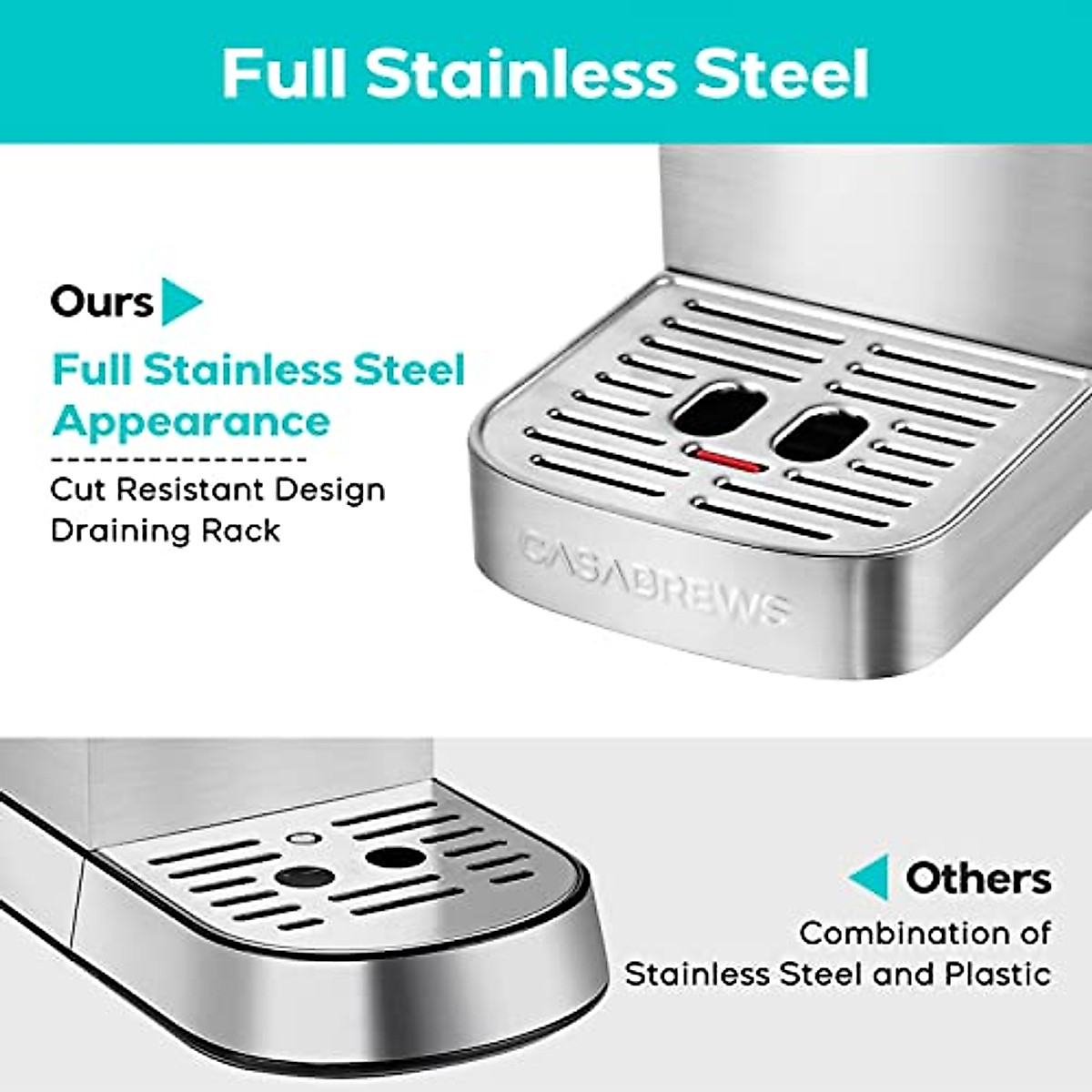 CASABREWS Compact Espresso Machine 20 Bar With Milk Frother Steam Wand, Professional Cappuccino Machine With 49 oz Removable Water Tank for Lattes, Macchiatos, Gift for Dad Mom Wife